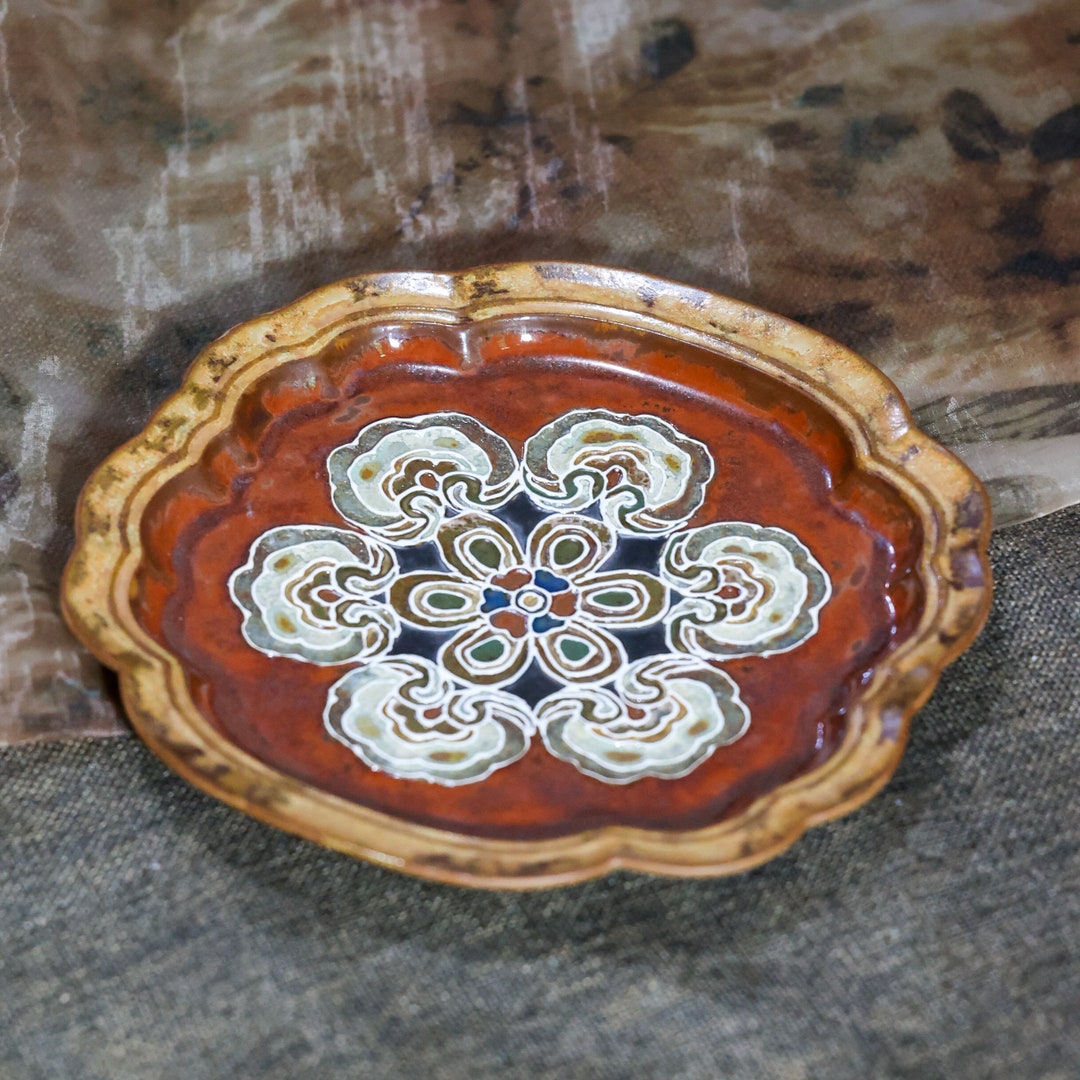 Handmade Ceramic Tray. Hand Painted Flower Ceramic Plate. Gifts for Her ...