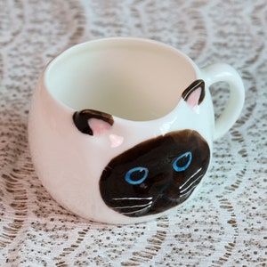 Handmade Ceramic Siamese Mug. Hand Painted Cat Mug. Personalized Coffee ...