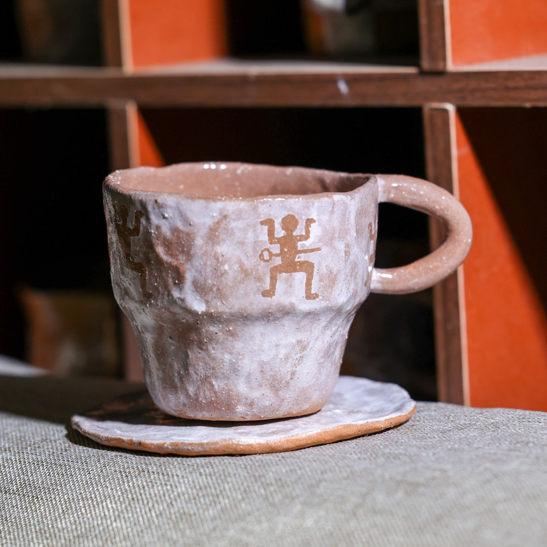 Handmade Ceramic Mug. Hand Painted Ancient Totem Coffee Mug. Tea Cup ...