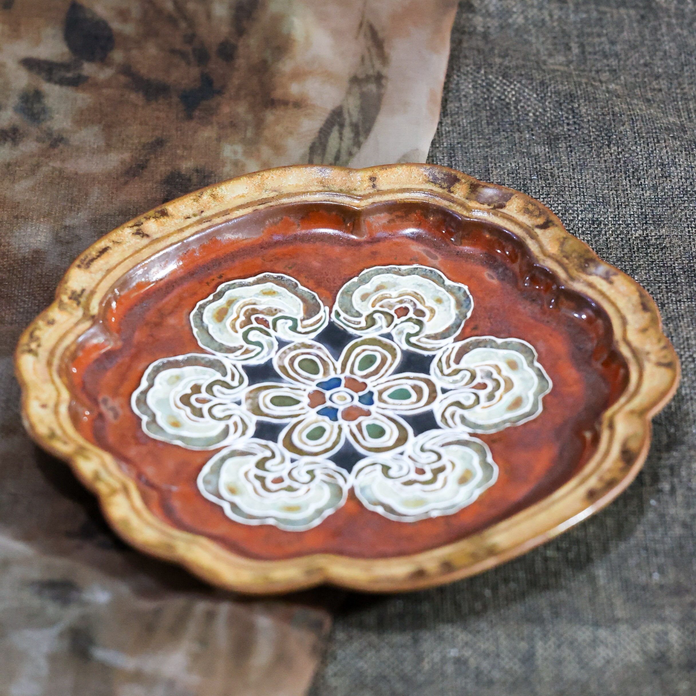 Handmade Ceramic Tray. Hand Painted Flower Ceramic Plate. Gifts for Her ...