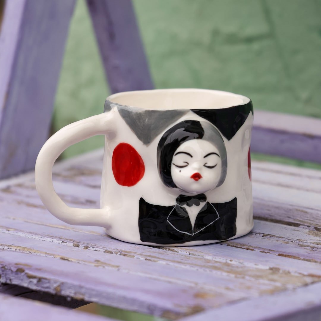 Handmade Ceramic Portraits Mug. Hand Painted Girls Coffee Mug. Tea Cup ...