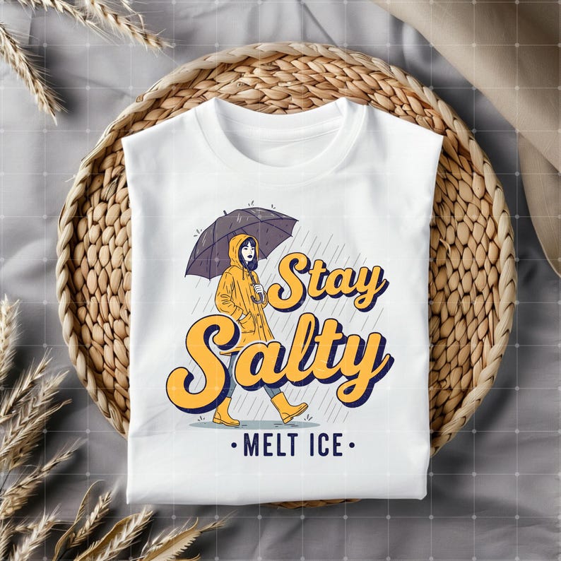 Stay Salty | Melt Ice Retro Raincoat Girl Protest Design PNG | Funny ...