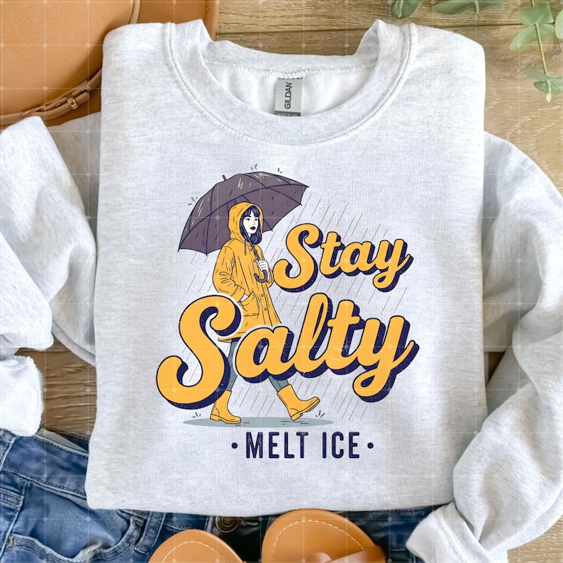 Stay Salty | Melt Ice Retro Raincoat Girl Protest Design PNG | Funny ...