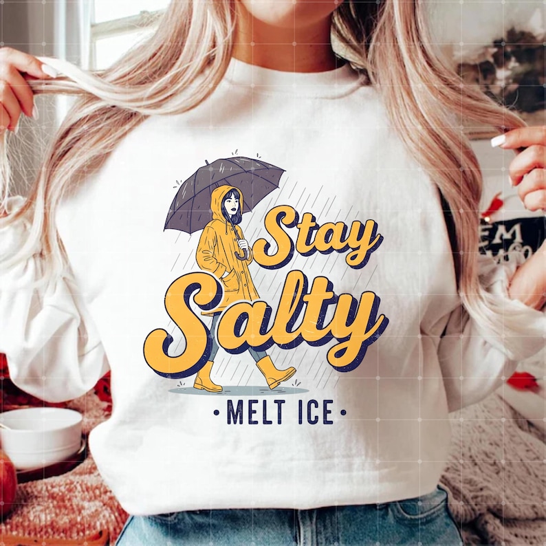 Stay Salty | Melt Ice Retro Raincoat Girl Protest Design PNG | Funny ...