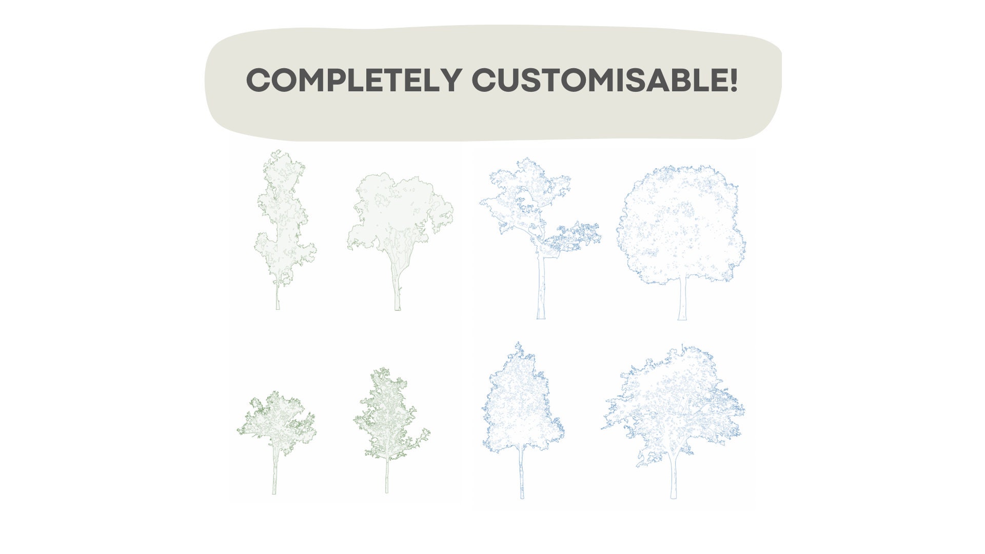 Tree CAD Block Digital Download: Detailed Large Tree Drawings for ...