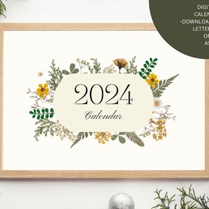 Digital Calendar, 2024 Calendar, Printable Calendar, Boho Calendar ...