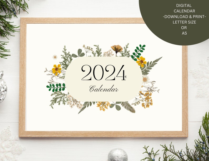 Digital Calendar, 2024 Calendar, Printable Calendar, Boho Calendar ...