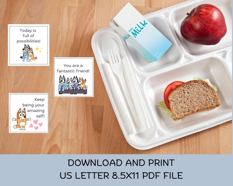 Cute Lunchbox Notes, Printable Bluey Lunchbox Notes, Kids Lunchbox ...