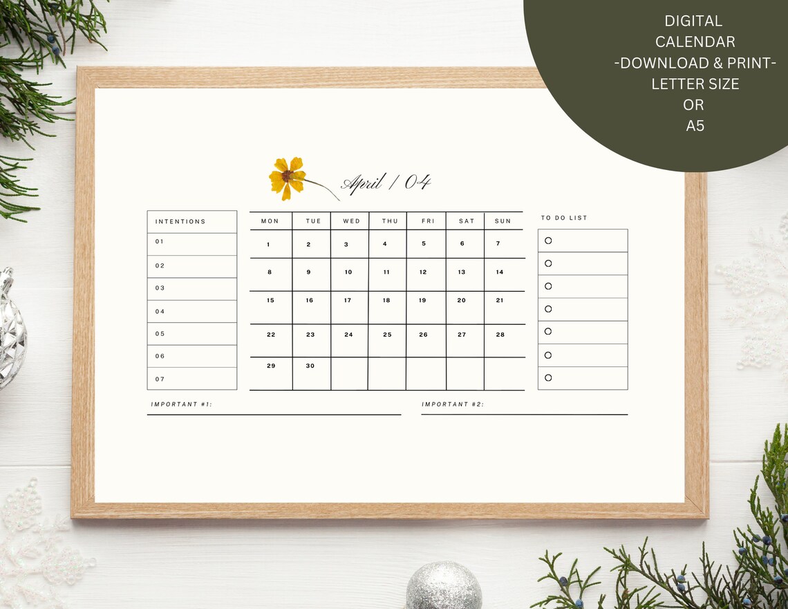 Digital Calendar, 2024 Calendar, Printable Calendar, Boho Calendar ...