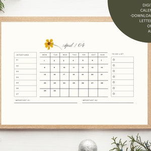 Digital Calendar, 2024 Calendar, Printable Calendar, Boho Calendar ...