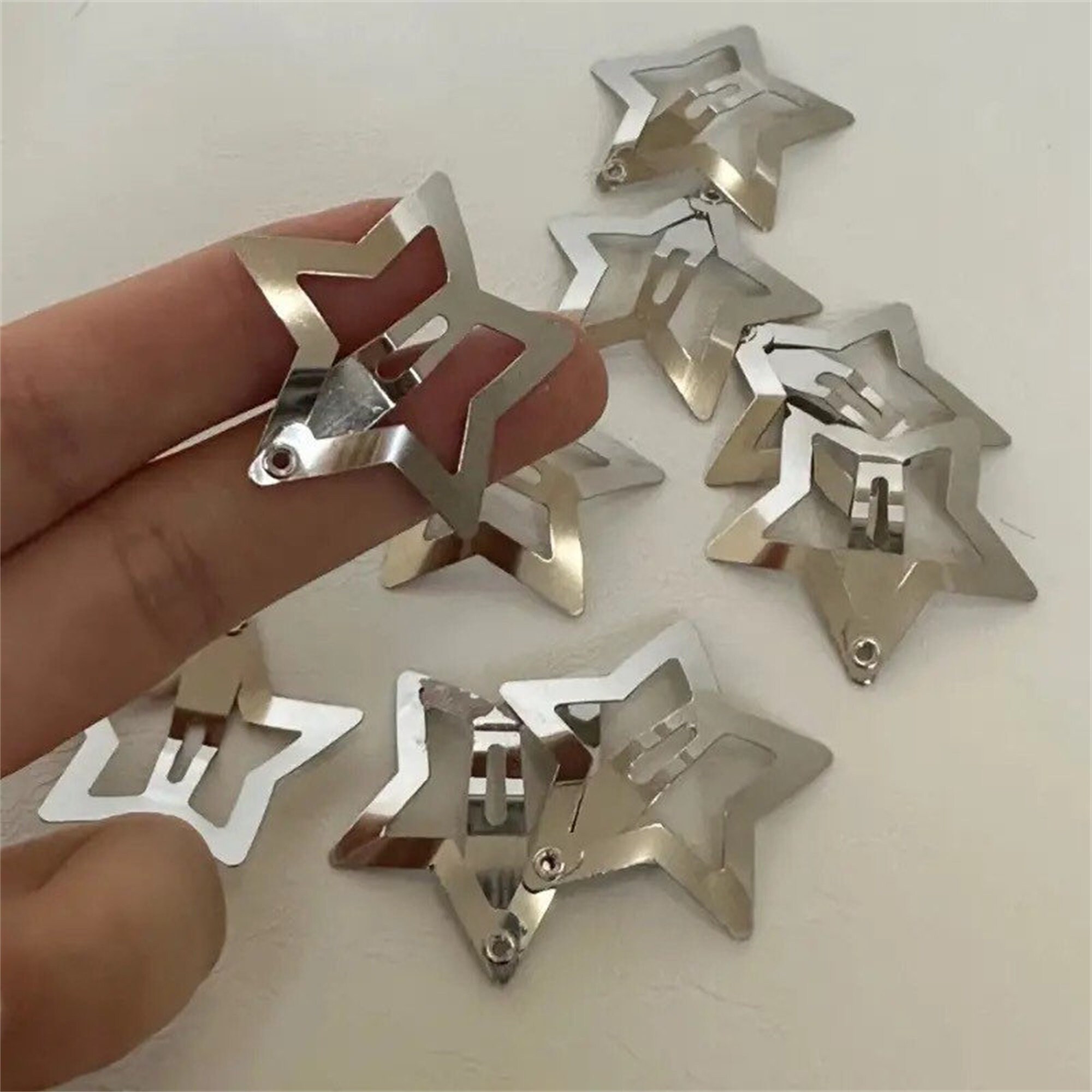 Y2k Star Hair Clip Silver Five-pointed Hair Clip Star - Etsy