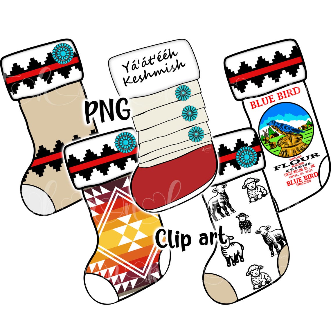 Cute Navajo Stockings Christmas Keshmish PNG Clip Art, Sublimation DTF ...