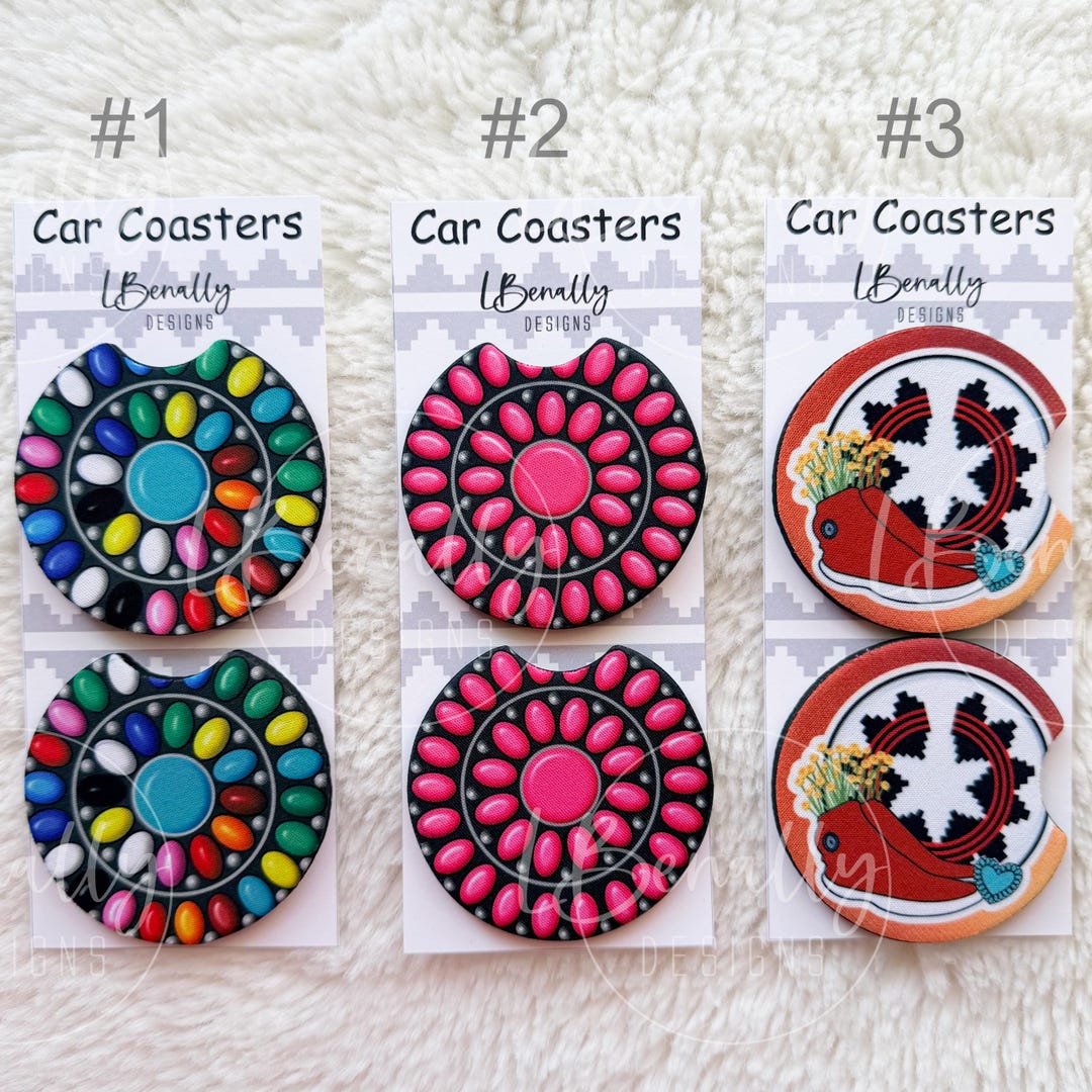 Car Coaster Set, Native American, Indigenous, Gift, Moccasins, Cluster ...