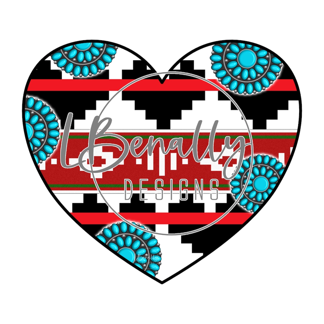 Navajo Basket Heart, Turquoise, PNG Clip Art, Sublimation, Sash Belt ...
