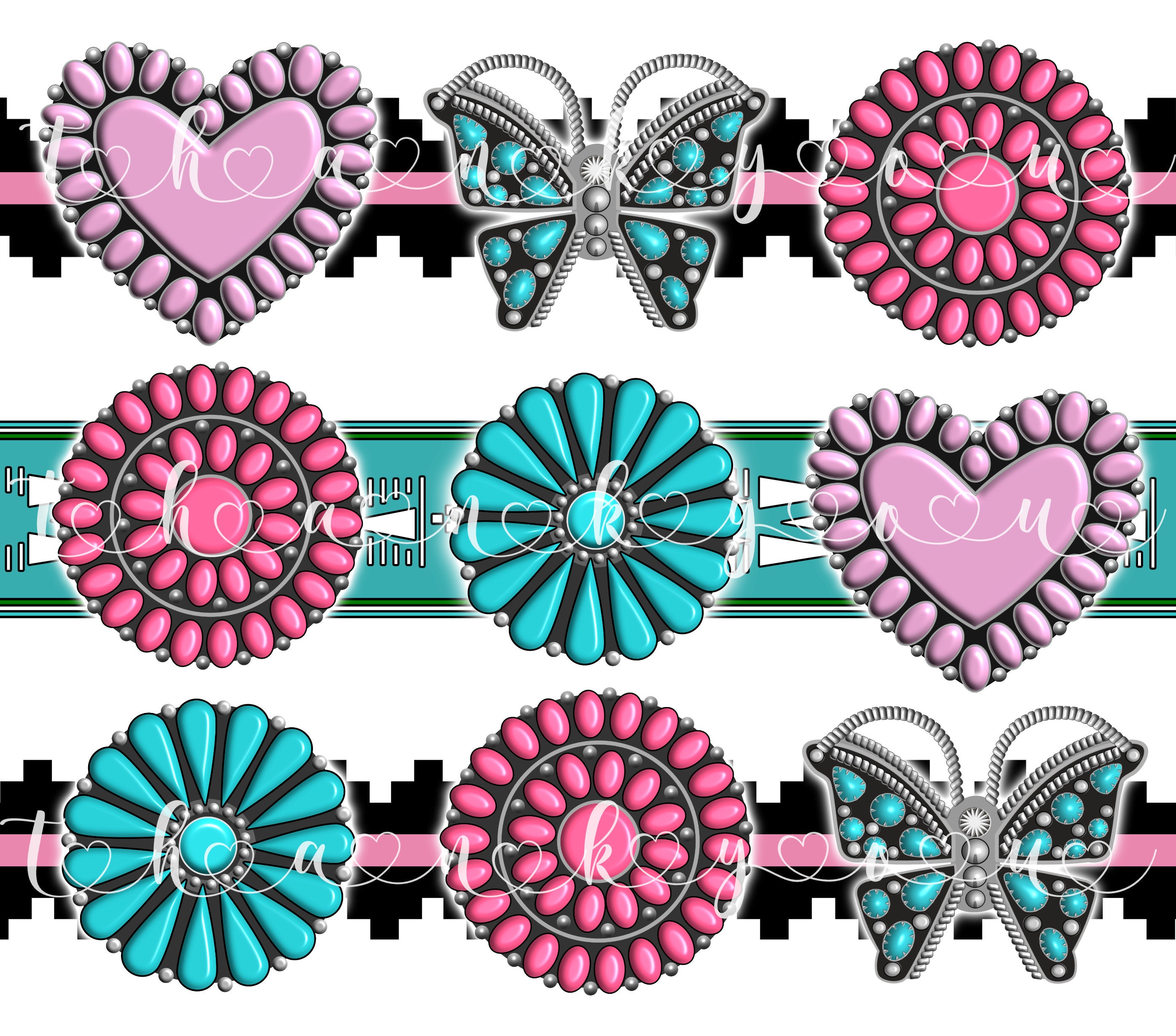 Pink Heart Turquoise PNG Clipart, 20oz Tumbler Wrap, Sublimation ...