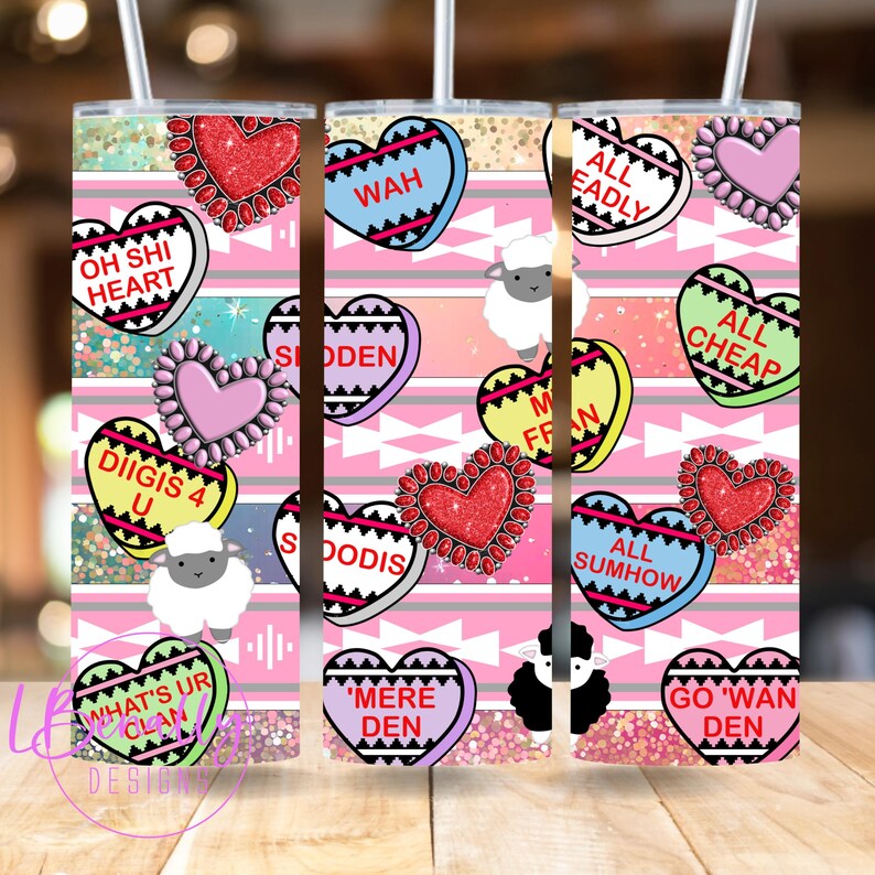 Native Conversation Hearts, 20oz Tumbler Wrap, Sublimation, Navajo ...