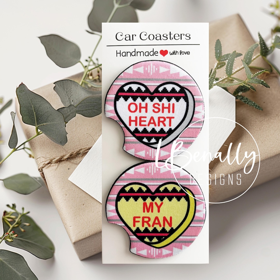 Car Coasters Set, Valentine's Day, Navajo Basket Heart, My Fran, Oh Shi ...