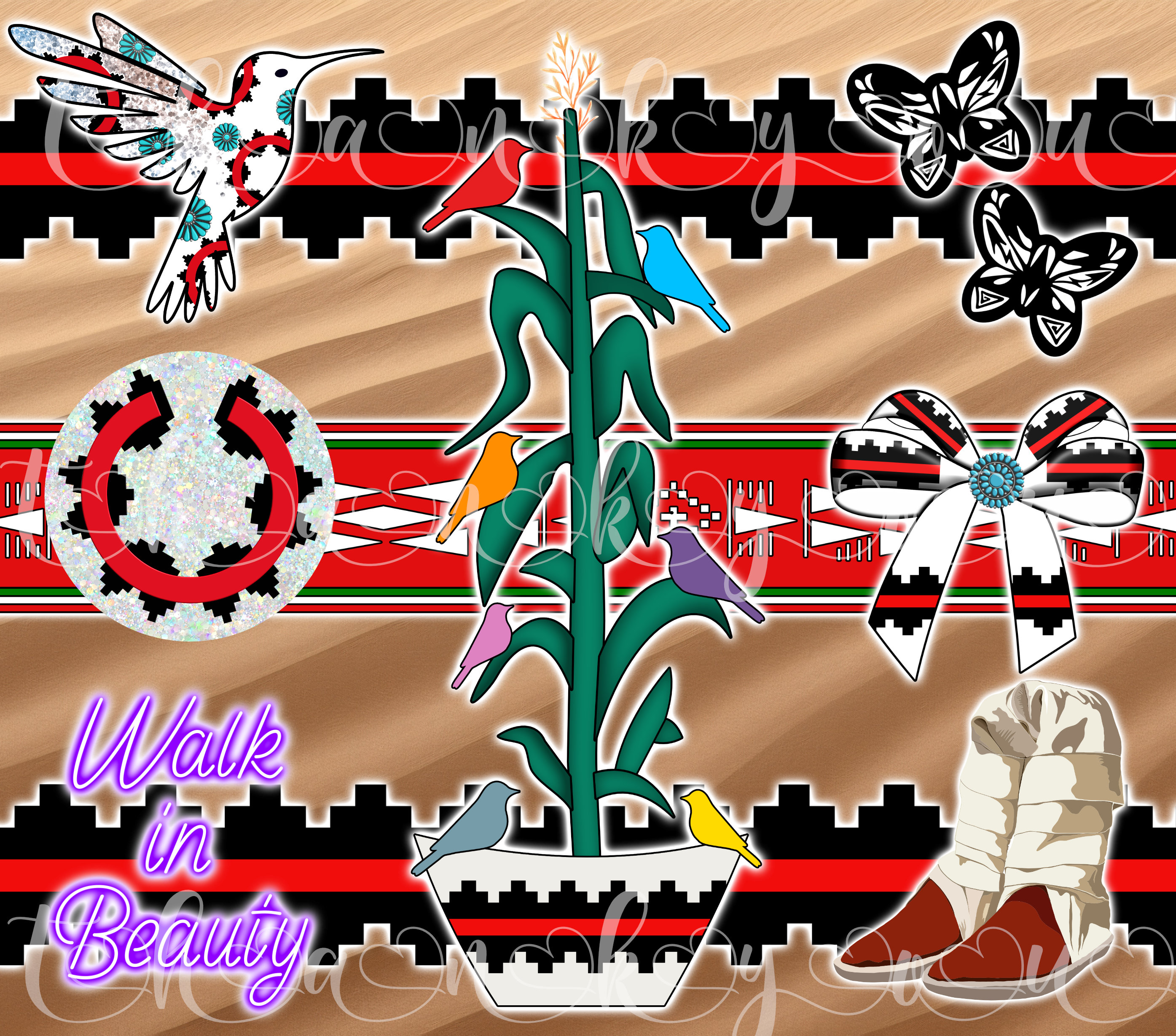 Navajo Basket Cornstalk Design 20oz Sublimation Tumbler Wrap, PNG ...