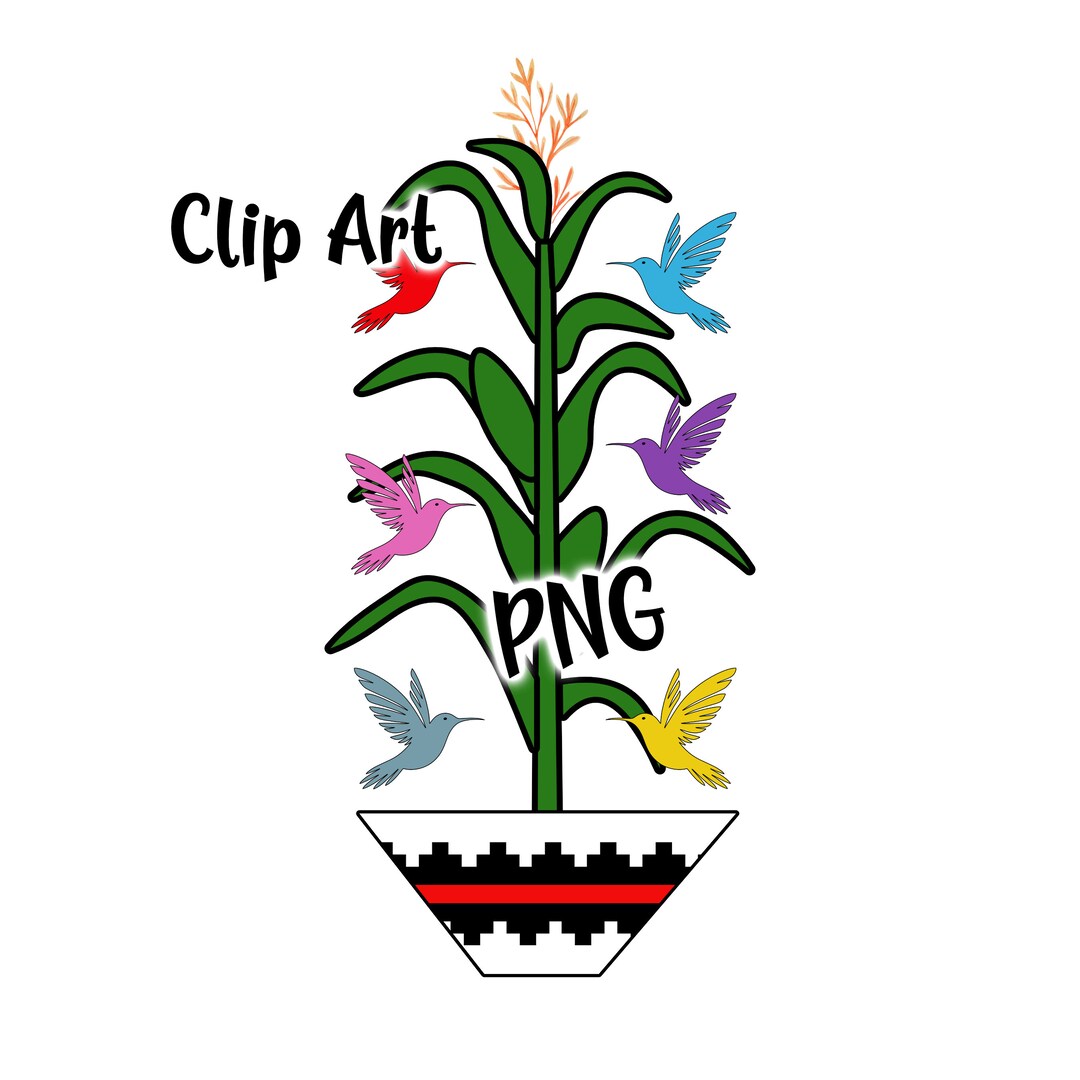 Navajo Basket Cornstalk Hummingbirds Clip Art PNG Digital File, Native ...