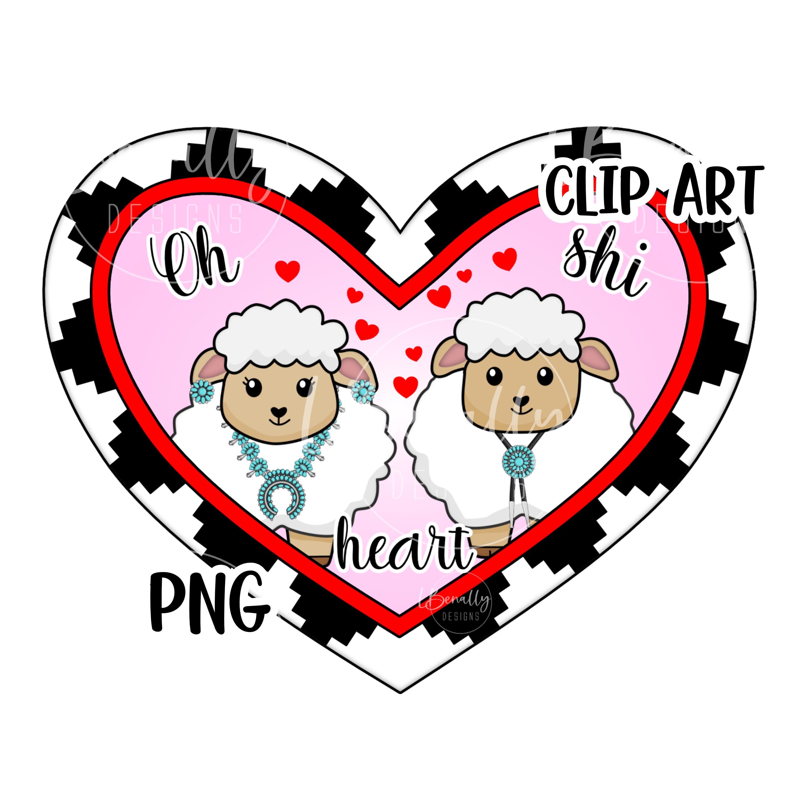 Valentine's Day Heart, PNG, Cute Sheep Couple, Indigenous, Navajo ...