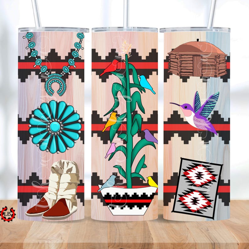 Navajo Cornstalk 20oz Skinny Tumbler Wrap Sublimation, Native American ...