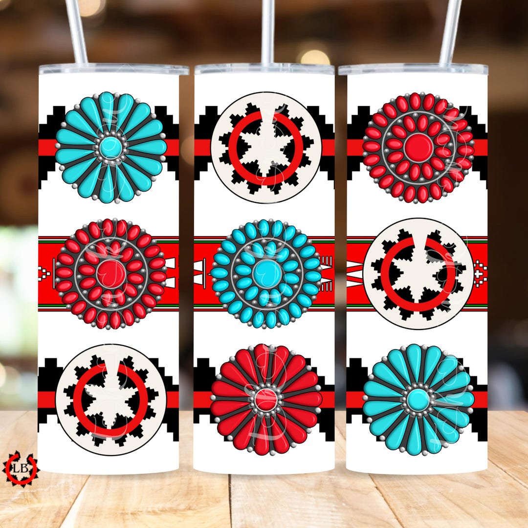 Navajo Design, Turquoise Sash Belt 20oz Skinny Tumbler Wrap ...