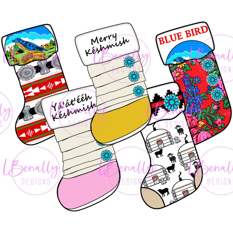 Navajo Christmas Stockings PNG Clip Art, Blue Bird Flour, Masani Scarf ...