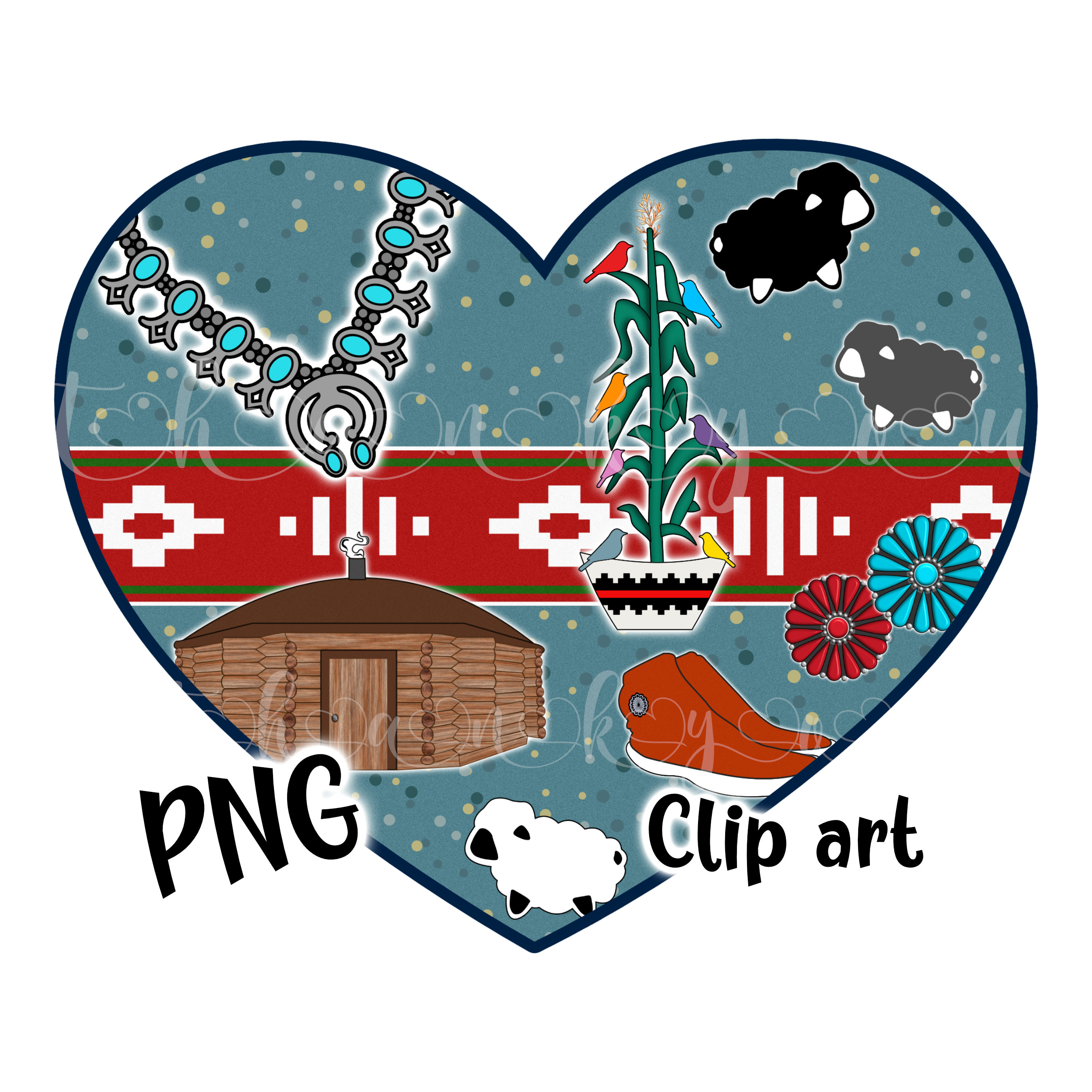 Heart Blue Corn PNG Clip Art, Navajo Hogan, Turquoise, Squash Blossom ...