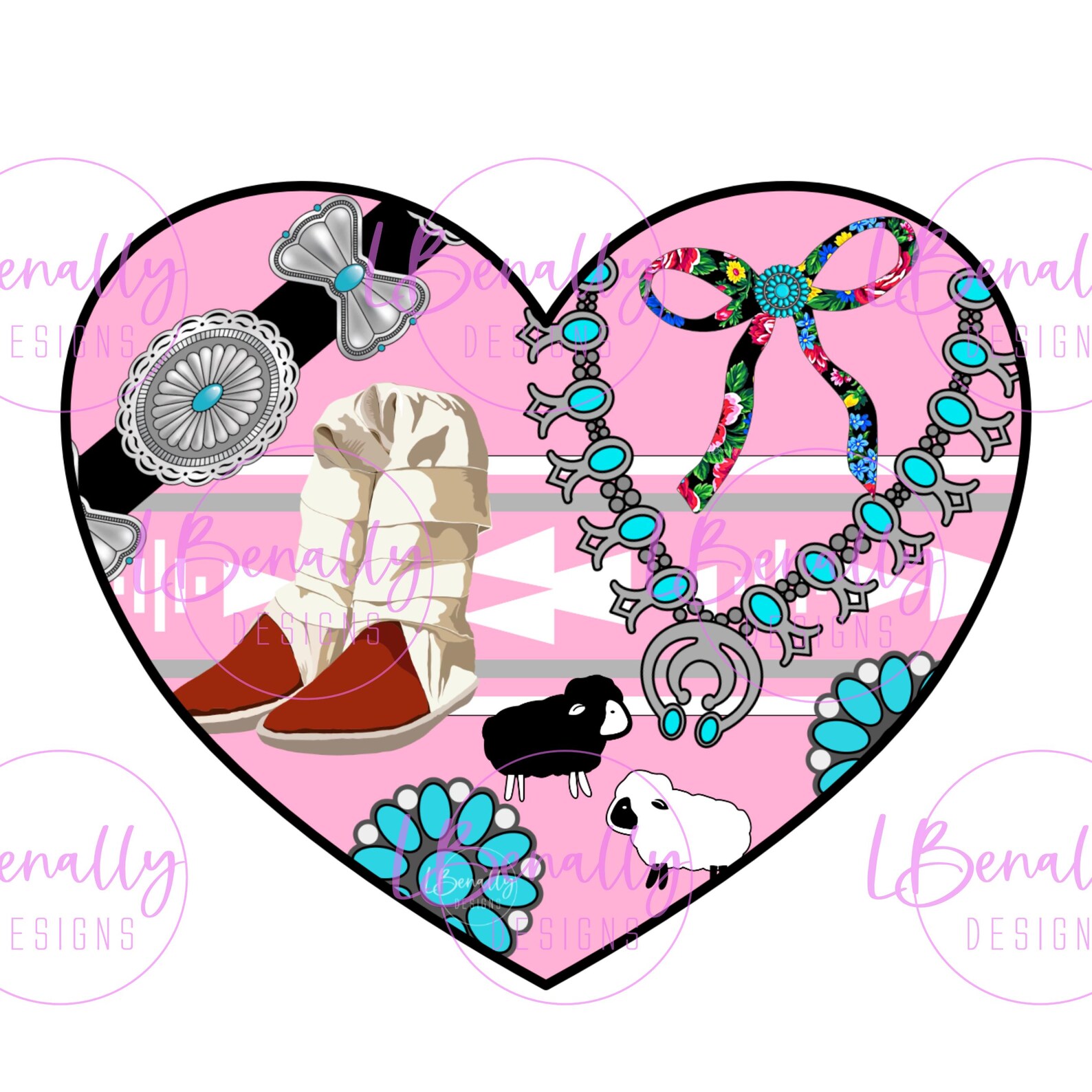 Valentine's Day Navajo Clipart PNG, Aesthetic, Turquoise, Coquette Bow ...