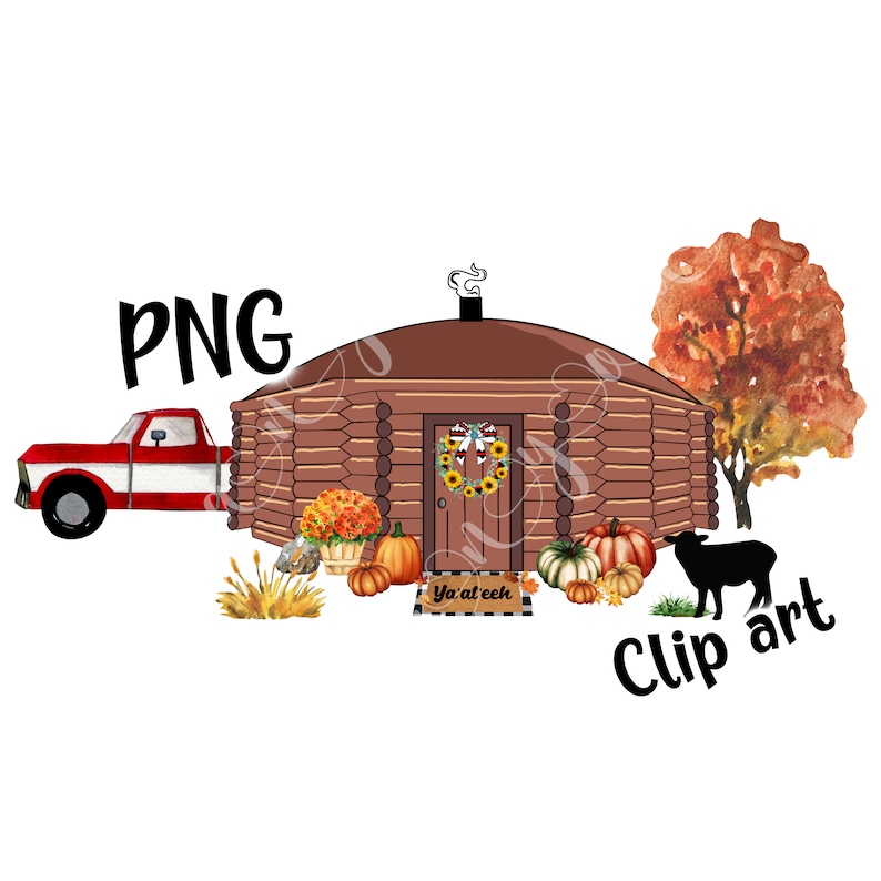 Navajo Hogan Fall Scene PNG Clip Art, Native American, Indigenous ...