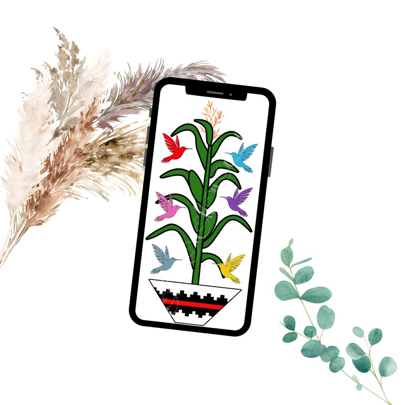 Navajo Basket Cornstalk Hummingbirds Clip Art PNG Digital File, Native ...
