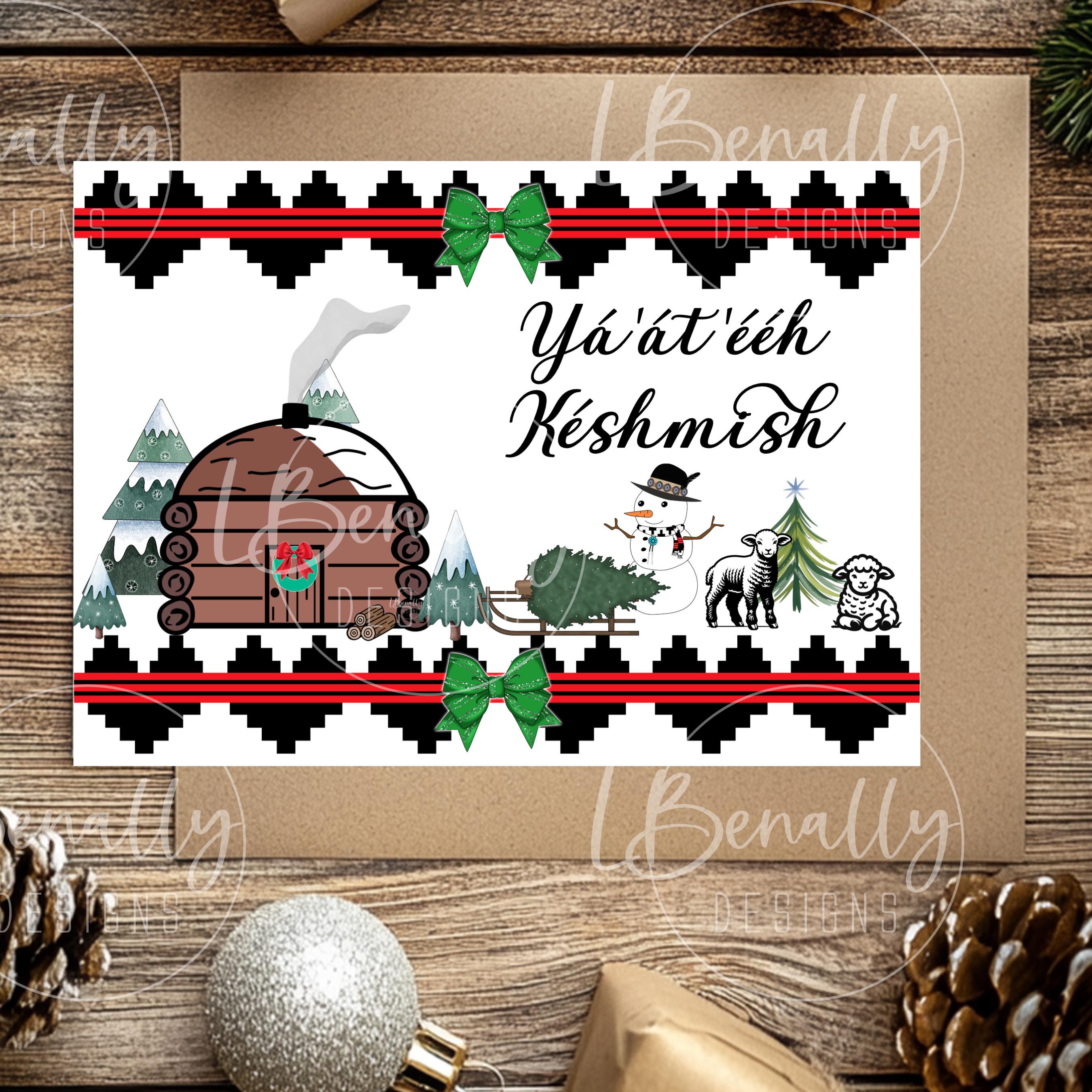 Printable 5x7 Ya'at'eeh Keshmish Christmas Card JPEG, Native American ...