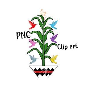 Navajo Basket Cornstalk Hummingbirds Clip Art PNG Digital File, Native ...