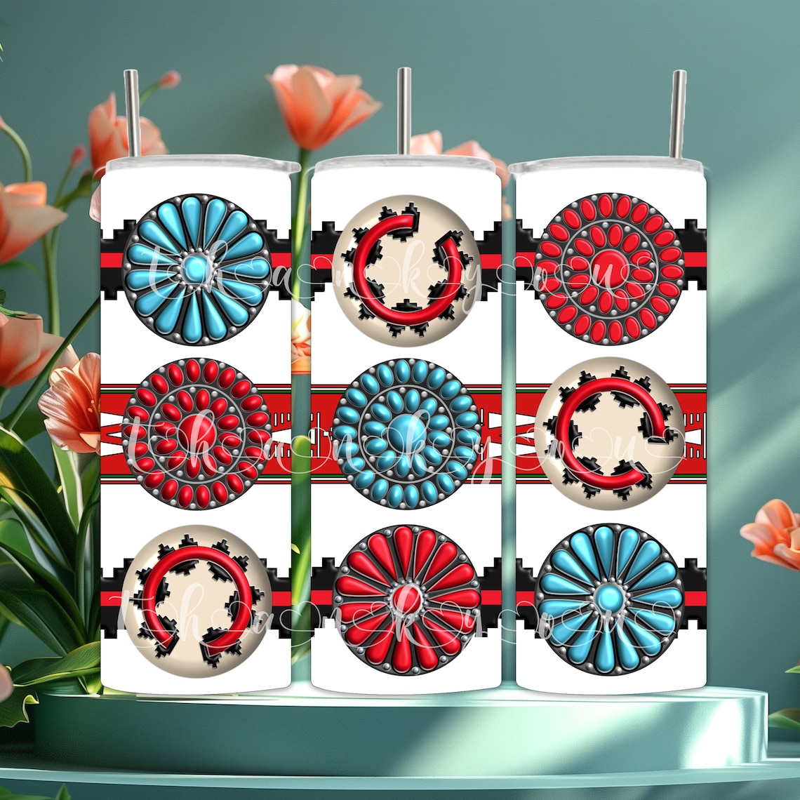 Navajo Design, Turquoise Sash Belt 20oz Skinny Tumbler Sublimation, PNG ...