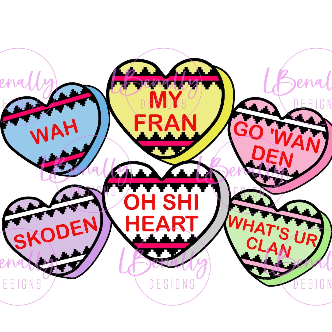 Native Valentine's Day Conversation Hearts, PNG Clip Art, Indigenous ...