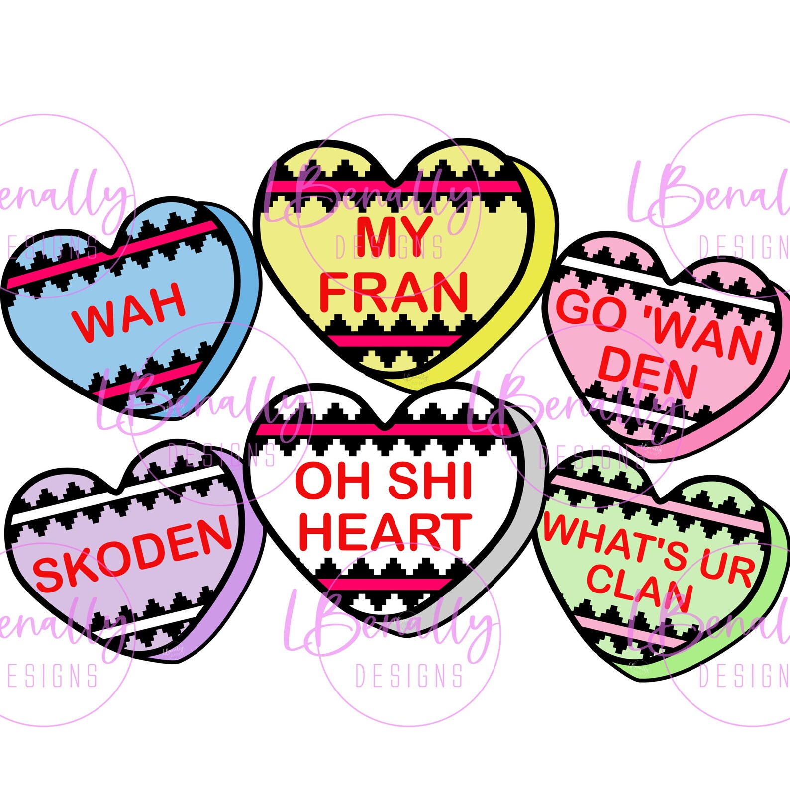 Native Valentine's Day Conversation Hearts, PNG Clip Art, Indigenous ...