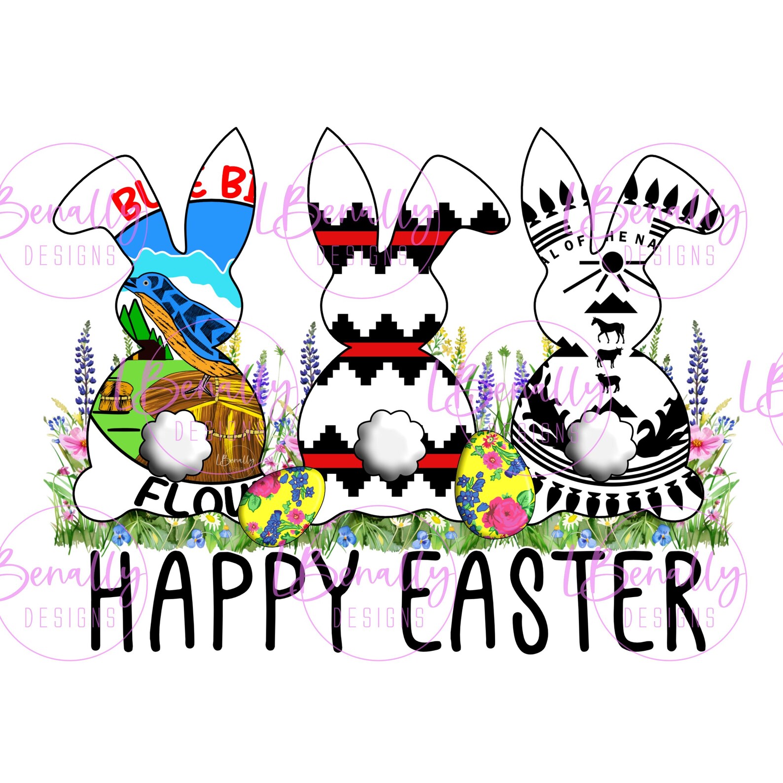 Happy Easter Bunnies PNG, Native American, Indigenous, Aesthetic ...
