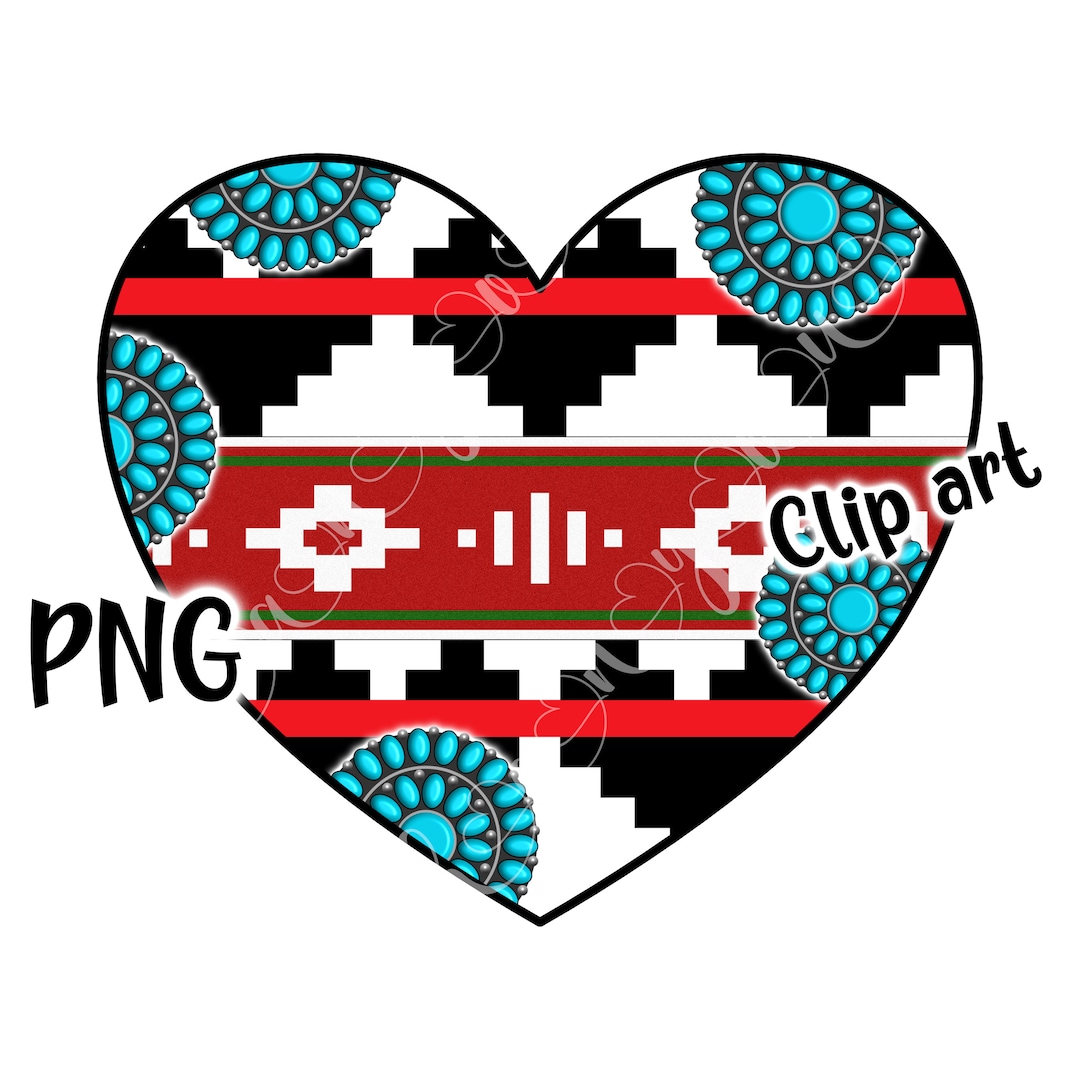 Navajo Basket Heart, Turquoise, PNG Clip Art, Sublimation, Sash Belt ...