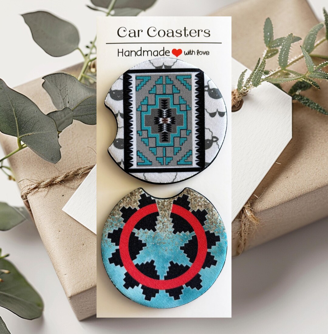 Car Coasters Set, Native Navajo Designs, Indigenous, Aesthetic, Navajo ...