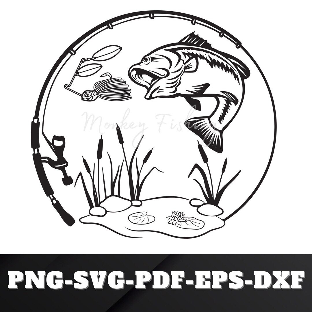 Seabass Attack on Spinner Baits Clipart for Digital Download for ...