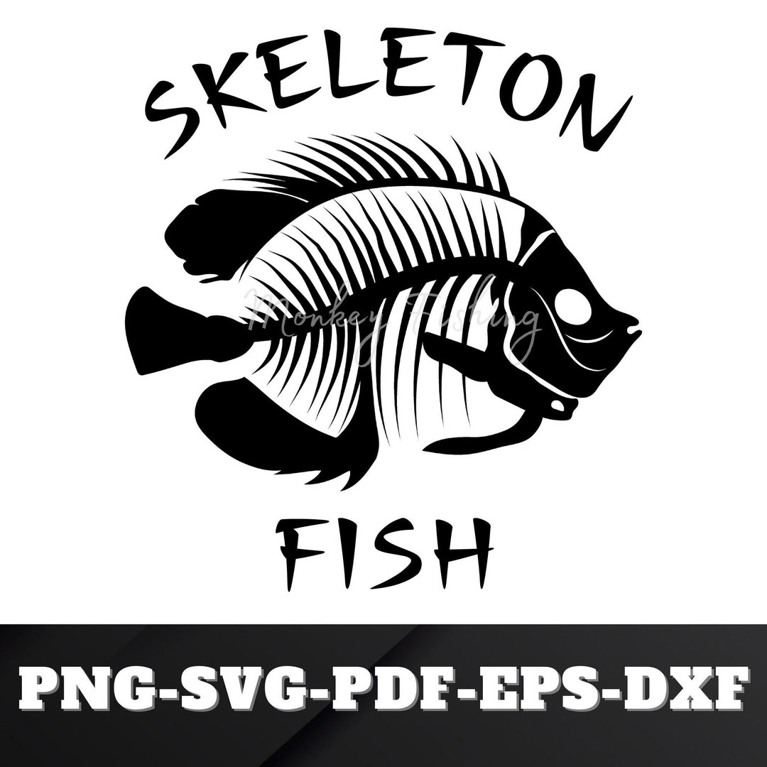 Skeleton Fish Vector Fishing Logo Fish Skeleton Clipart for Digital ...