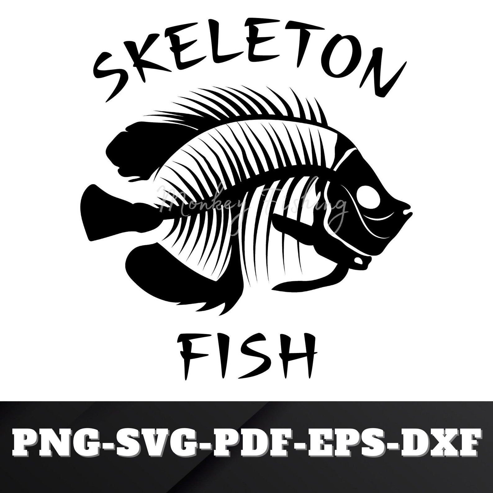 Skeleton Fish Vector Fishing Logo Fish Skeleton Clipart for Digital ...