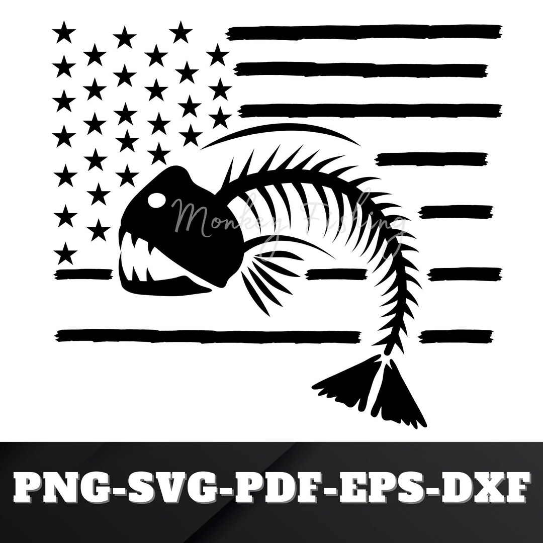 Skeleton Fish Vector Fishing Logo Fish Skeleton Clipart for Digital ...