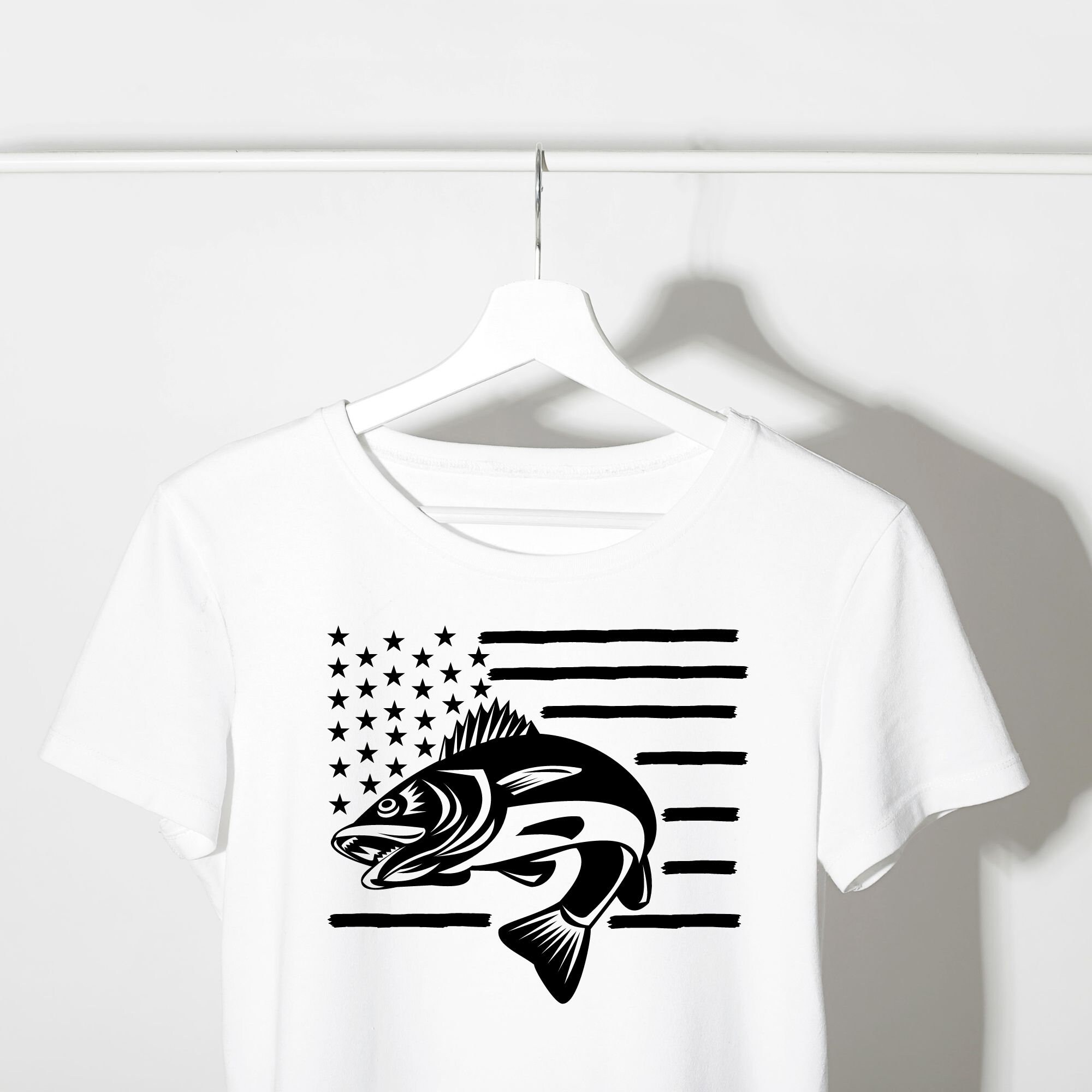 Walleye Fishing USA Flag Fishing Logo Design Clipart for Digital ...