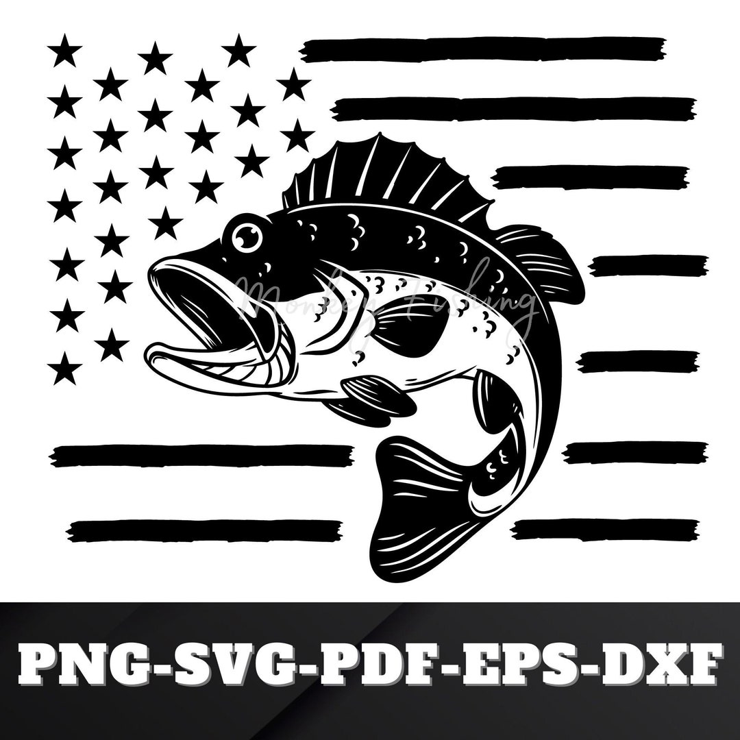 Largemouth Bass Vector Clipart For Digital Download For Print Tshirts Hoodies Socks Caps