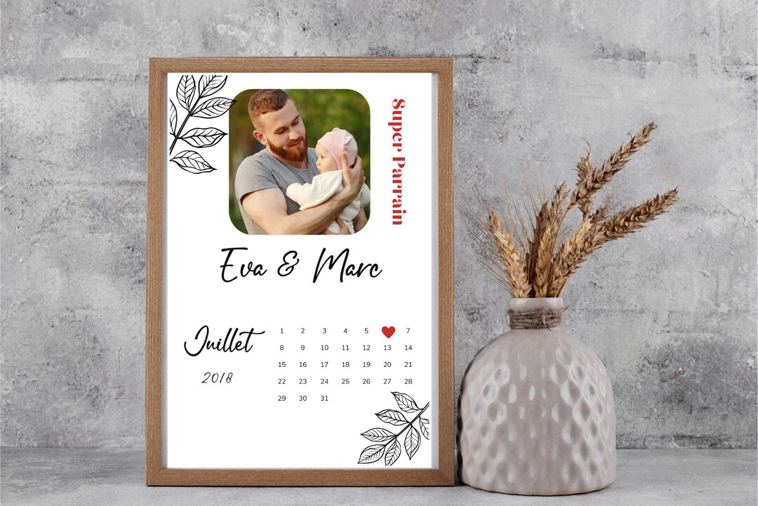 Super Godfather Personalized Poster Baptism Gift With Calendar Date - Etsy