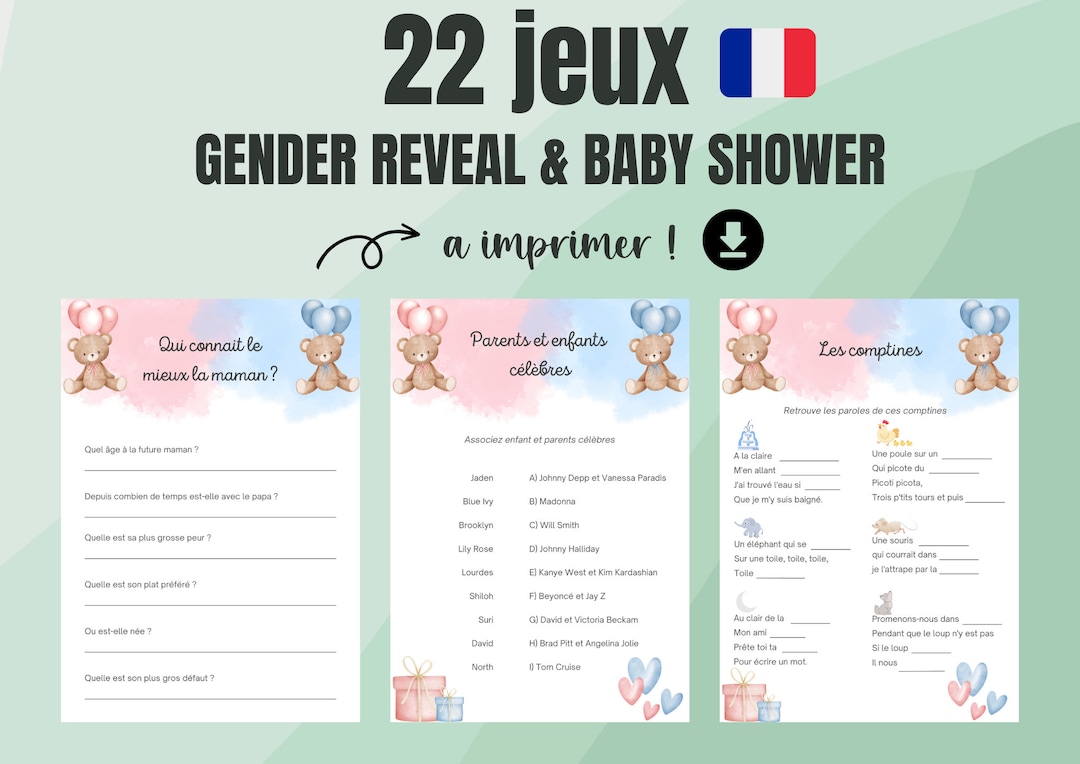 Printable Gender Reveal Games - Pink and Blue Theme - Pack of 15 Gender ...