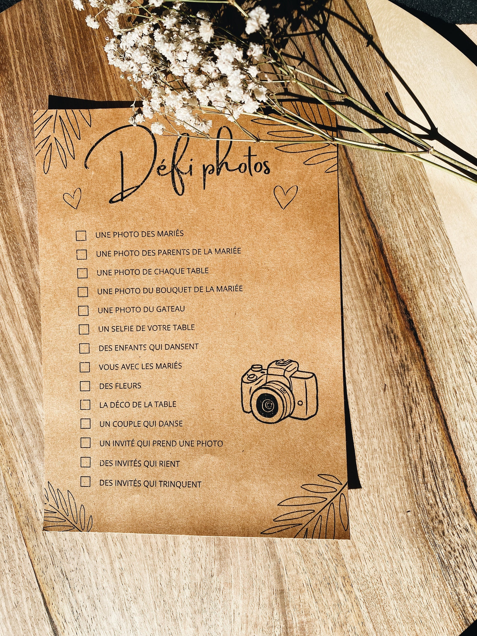 Défi photos, jeu de table, animation pour mariage. Prêt à imprimer ...
