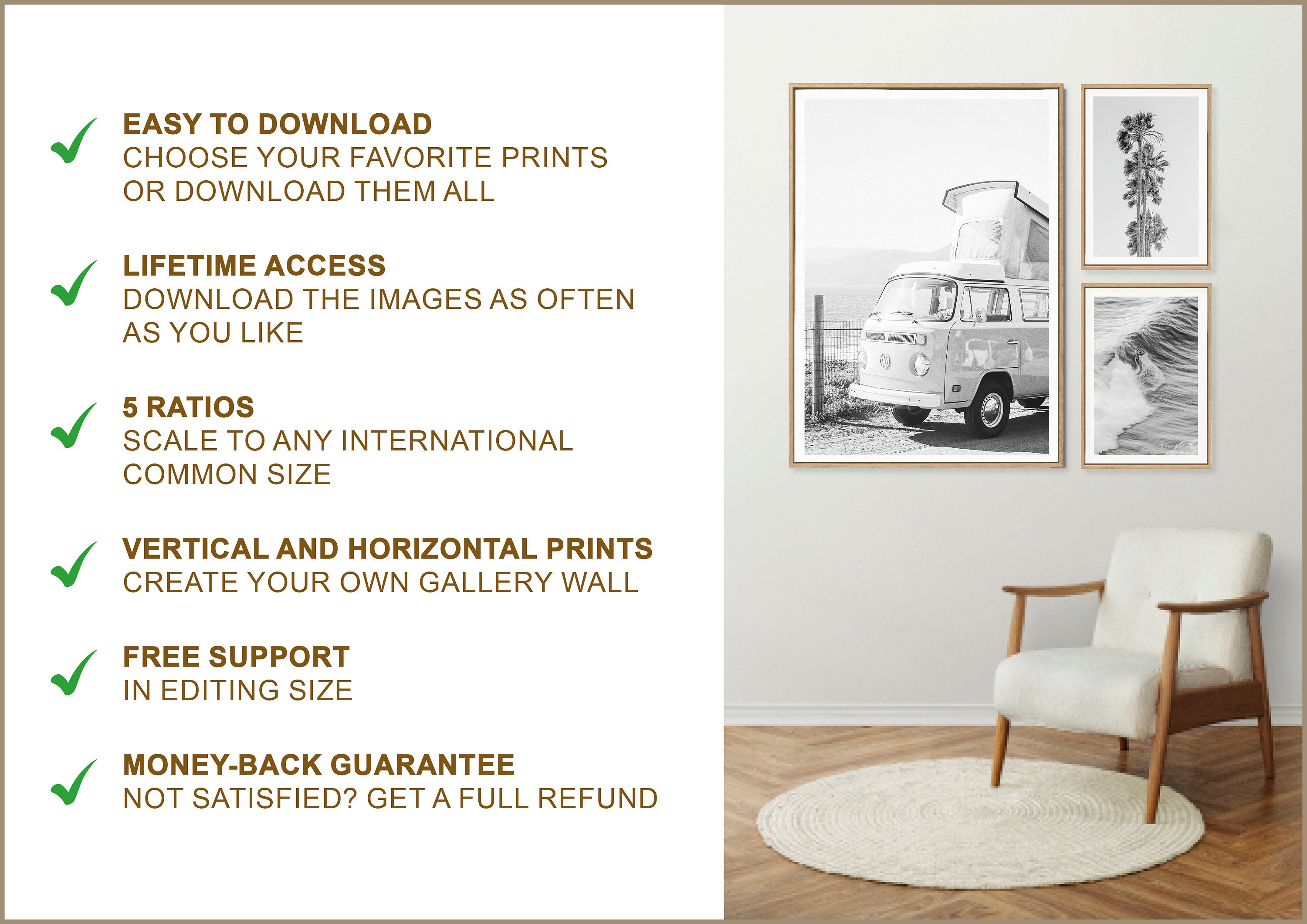 1000 Prints Black & White BEACH Collection, Beach Wall Art, Ocean ...