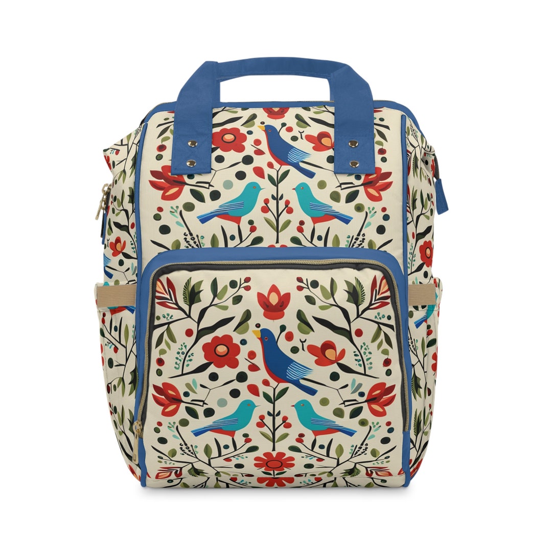 Folk Birds in the Branches Multifunctional Diaper Backpack - Etsy